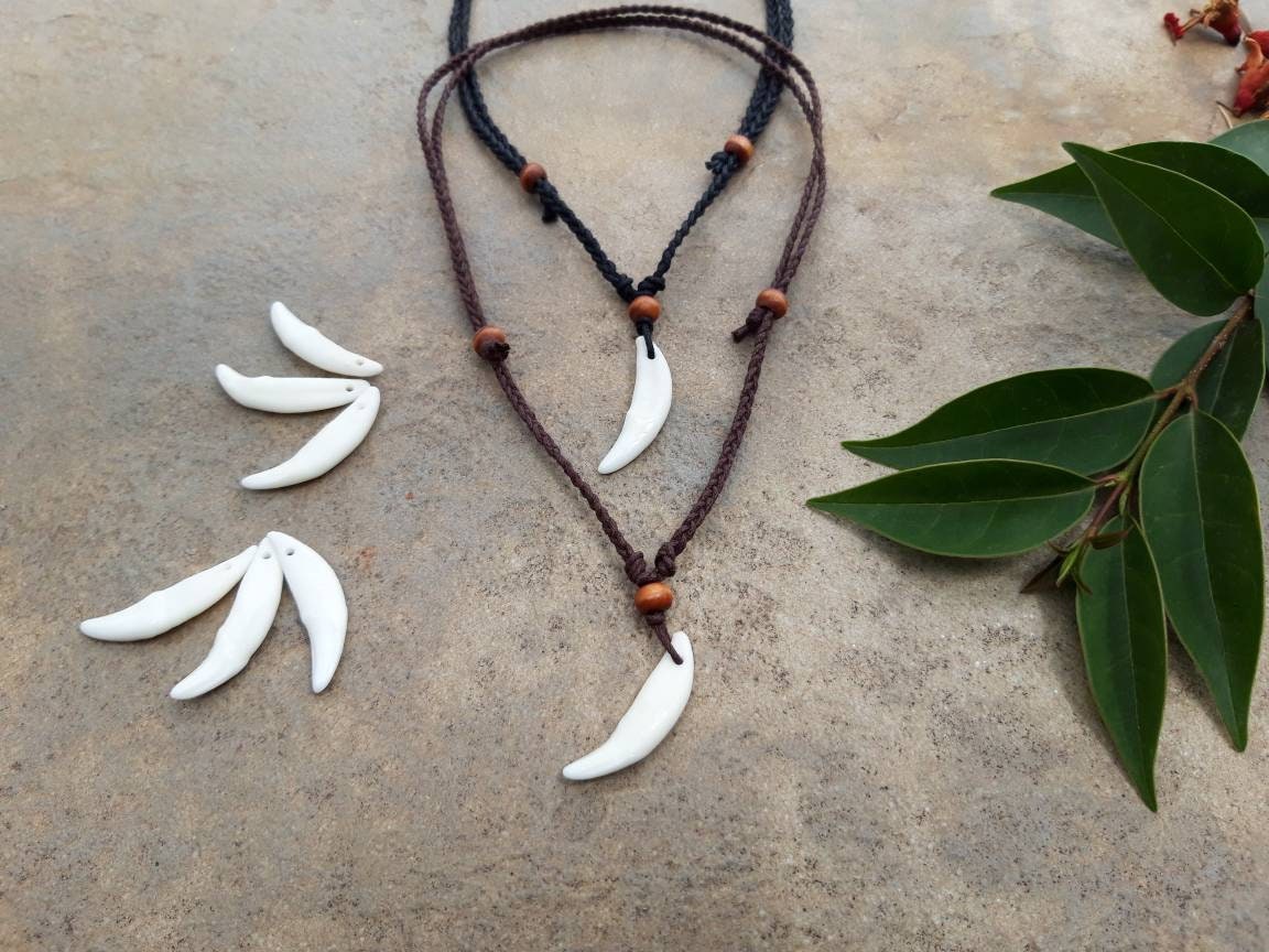 Real Coyote Tooth Pendant Tribal Style. Wolf Fang Men's Surf, Primitive ...