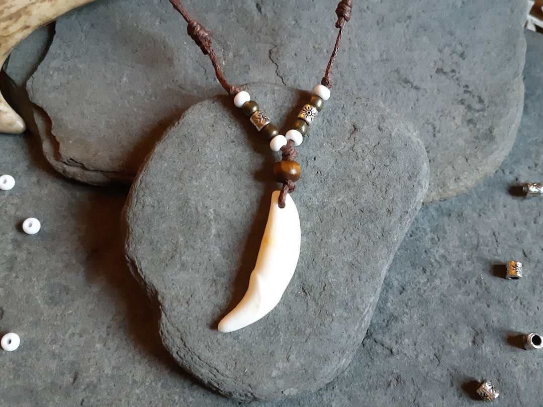 Real Coyote Tooth Pendant Tribal Style. Wolf Fang Men's Surf, Primitive ...