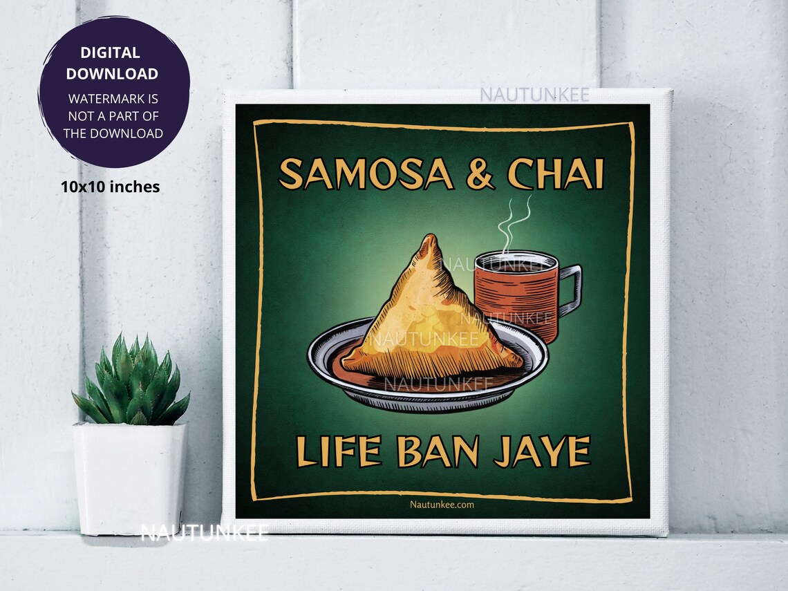 Chai Samosa Poster Printable Indian Food Art Shop Decor Indian Kitchen ...