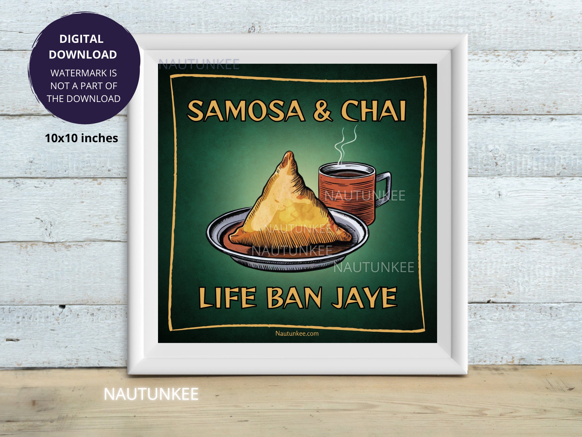 Chai Samosa Poster Printable Indian Food Art Shop Decor Indian Kitchen ...