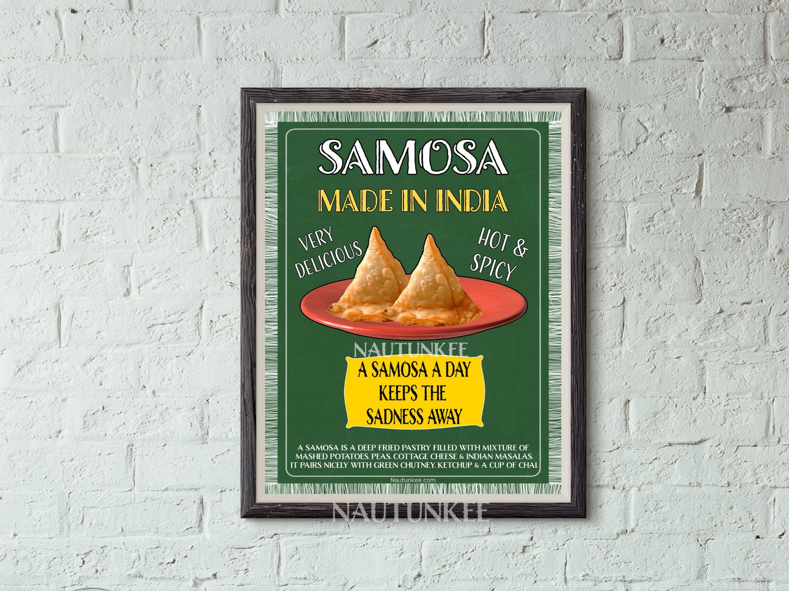 Samosa Poster Printable Indian Food Art Shop Decor Indian Kitchen Decor ...