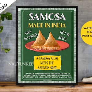 Samosa Poster Printable Indian Food Art Shop Decor Indian Kitchen Decor ...