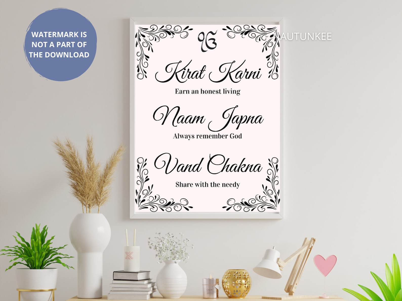 3 Pillars of Sikhi Waheguru Sikh Home Decor, Sikh Wall Art, Sikh Gifts ...