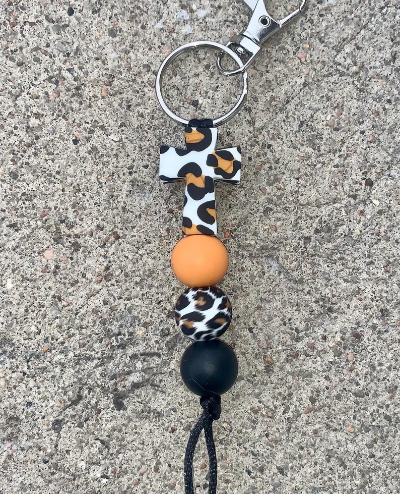 Animal Print Cross Key Chain// Animal Print Key Chain// Cross Key Chain ...