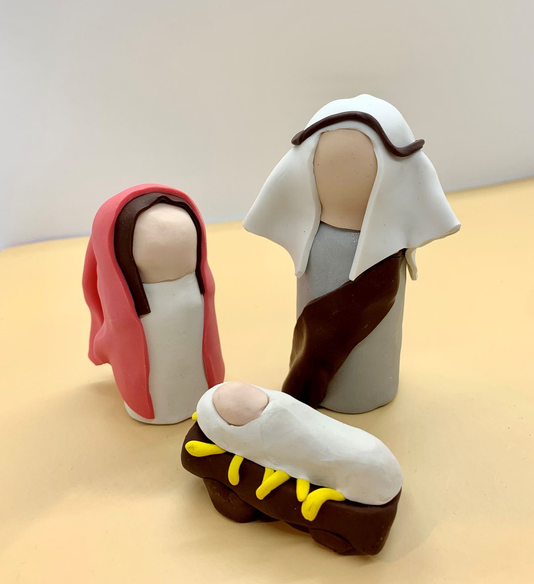 Clay Nativity Set 3 Pieces Collector - Etsy