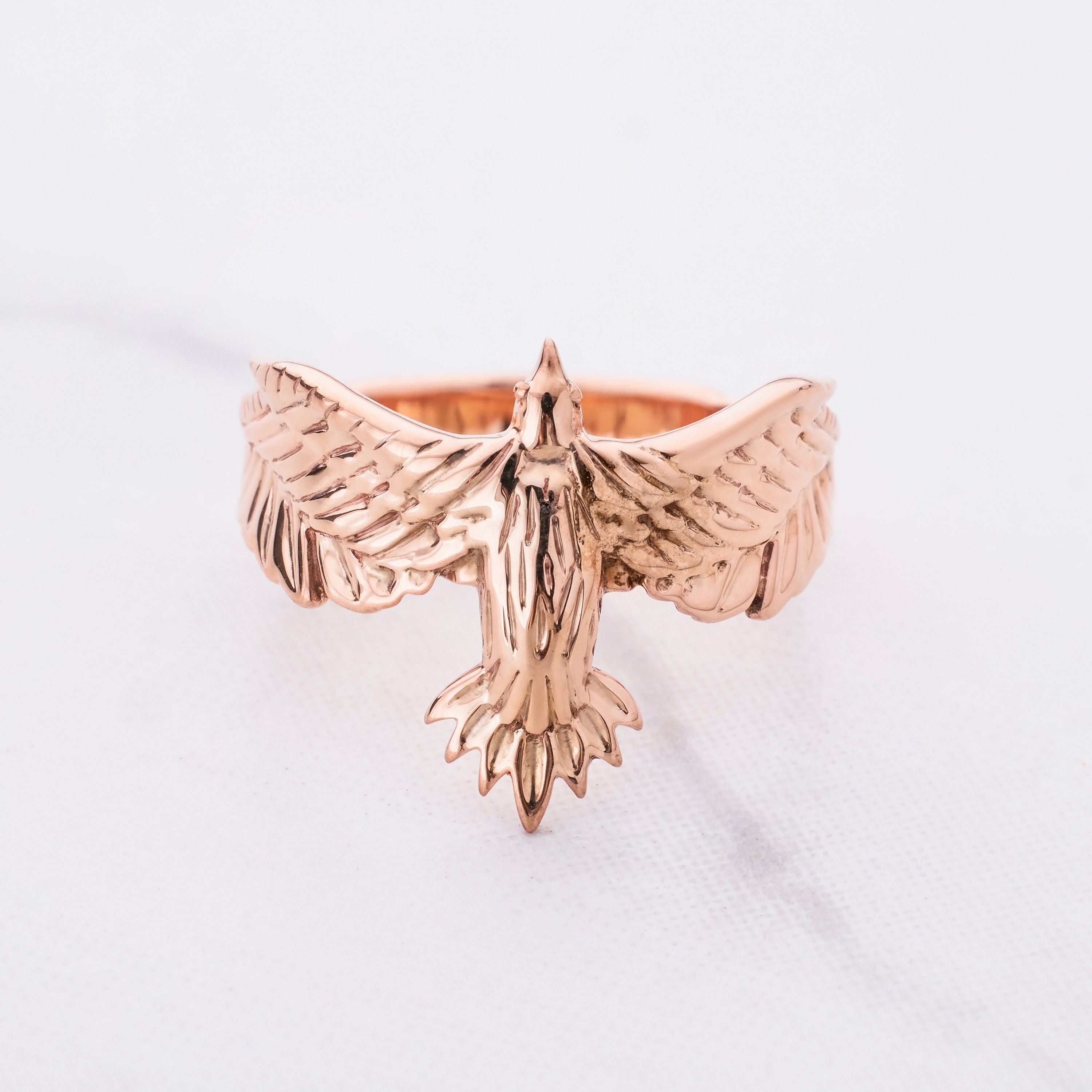 Raven Ring Sterling Silver Rose Gold Viking Raven Flying Bird Ring ...