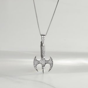 Iced Out Viking Axe Pendant Necklace Sterling Silver Hip Hop - Etsy