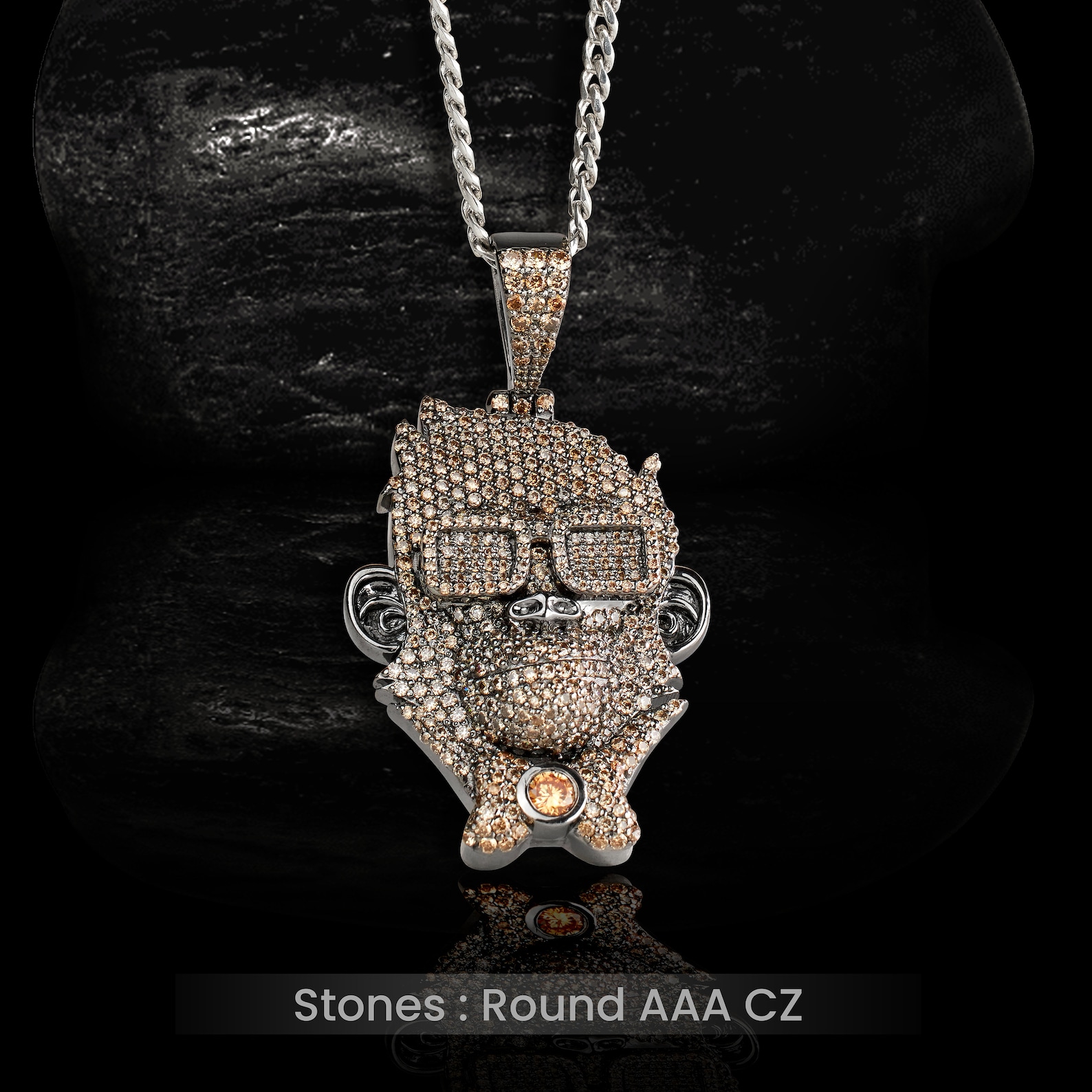 Iced Out Monkey Pendant Necklace Wearing Goggles Funky Monkey Hip Hop ...