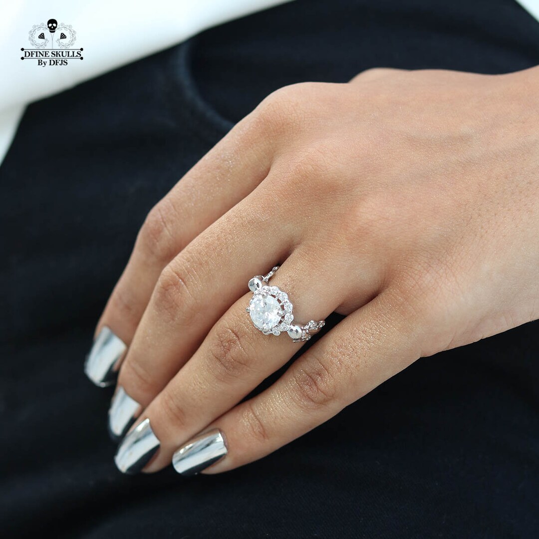 Skull Diamond Engagement Ring for Women, 1.70CT Diamond Skull Ring ...