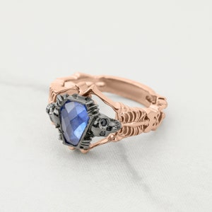 Skeleton Ring Skull Coffin Ring Women Blue Titanic Gemstone Sterling ...