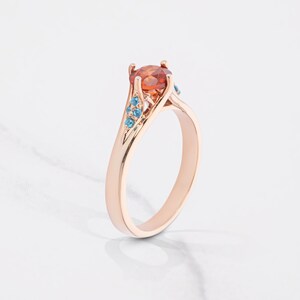 Orange Sapphire Engagement Ring Women 14k Rose Gold 925 Sterling Silver ...