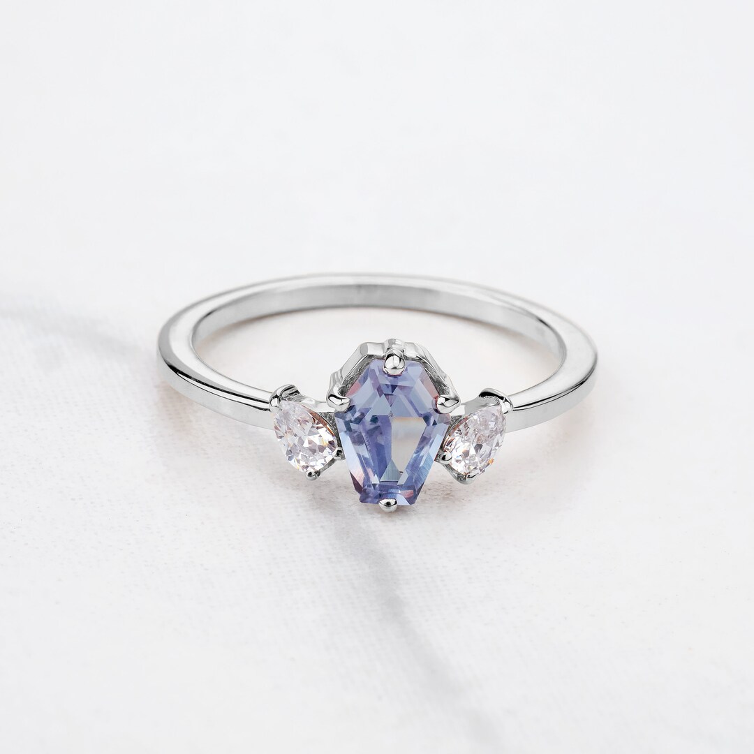 Macabre Coffin Ring Coffin Blue Titanic Gemstone Pear Cut AAA CZ ...