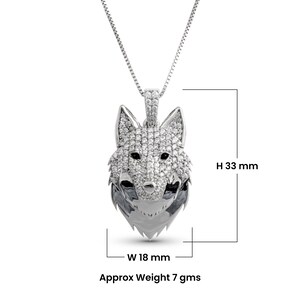 Sterling Silver AAA CZ Iced Out Wolf Pendant Necklace for Men Viking ...