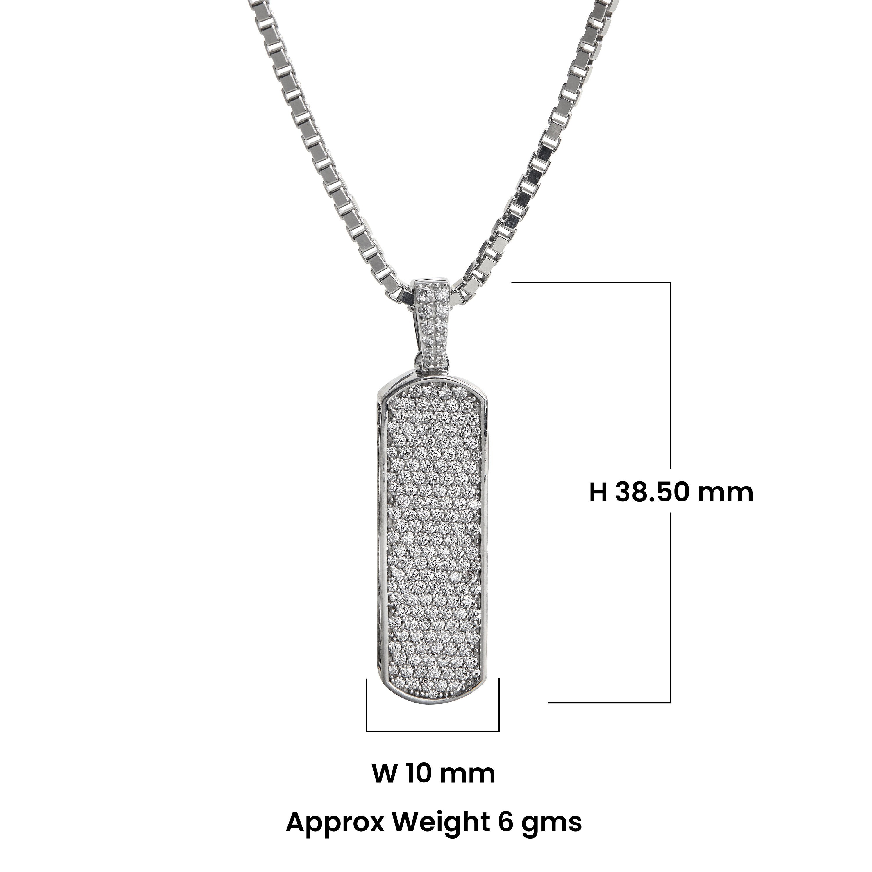 AAA CZ Diamond Studded Iced Out Bar Necklace - Sterling Silver Vertical ...