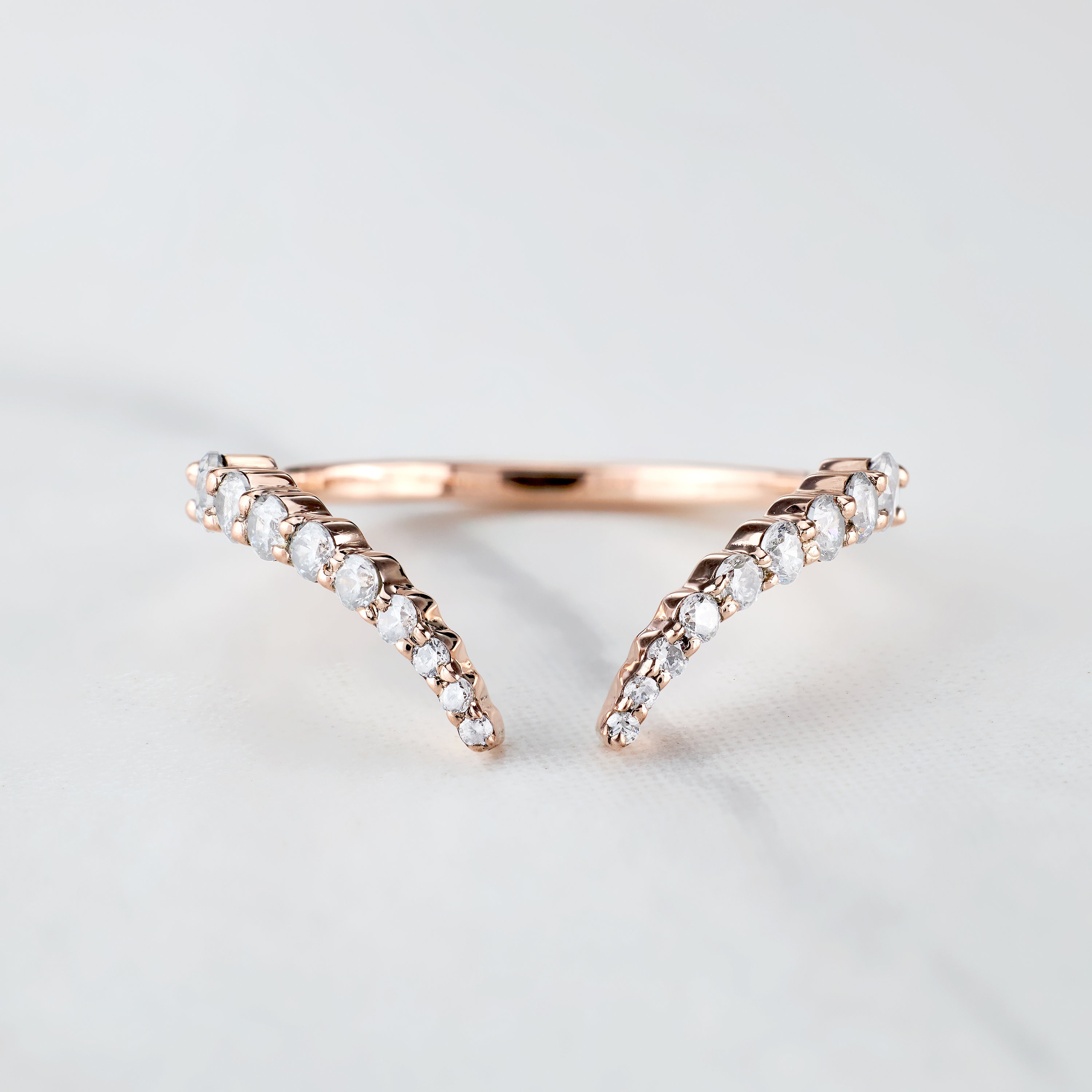Open Dainty Ring Enhancer Round Moissanite Curved Wedding Band Stacking ...