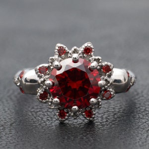 Red Garnet Skull Ring Sterling Silver - Vampire Engagement Ring for ...