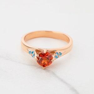 Orange Sapphire Engagement Ring Women 14k Rose Gold 925 Sterling Silver ...
