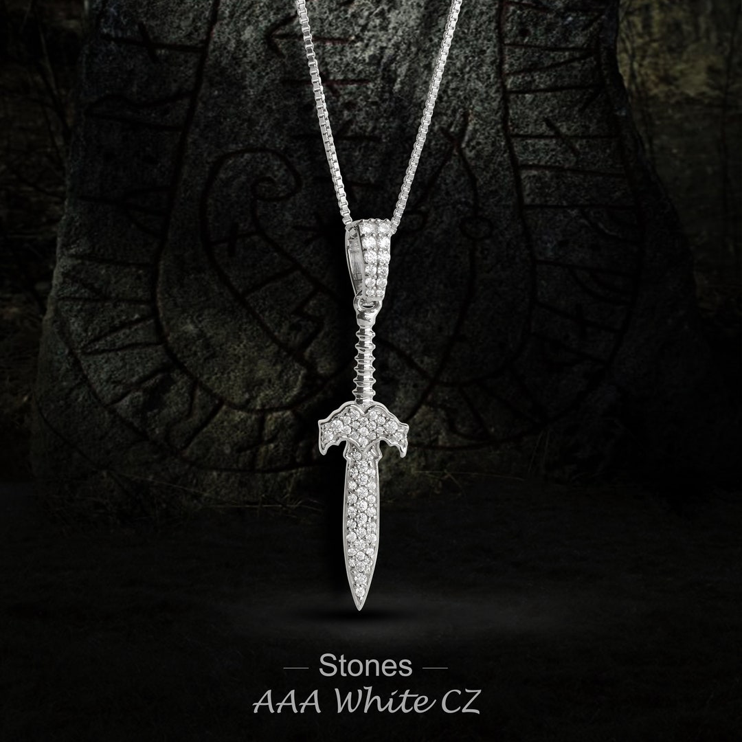 Viking Sword Pendant Bling Iced Out Sword Necklace for Men Warrior Hip ...