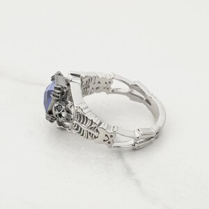 Skeleton Ring Skull Coffin Ring Women Blue Titanic Gemstone Sterling ...