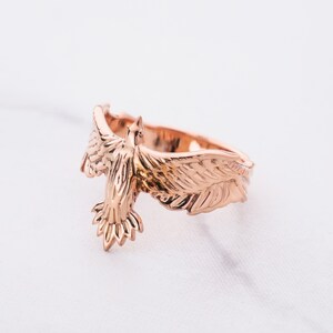 Raven Ring Sterling Silver Rose Gold Viking Raven Flying Bird Ring ...