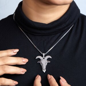 Iced Out Goat Pendant Necklace, Greatest of All Time GOAT, Capricorn ...