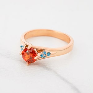 Orange Sapphire Engagement Ring Women 14k Rose Gold 925 Sterling Silver ...