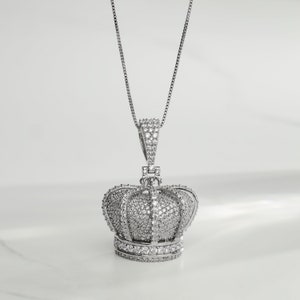 Iced Out Crown Pendant King Queen Crown Necklace Hip Hop Jewelry Gift ...