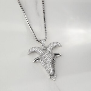 Iced Out Goat Pendant Necklace, Greatest of All Time GOAT, Capricorn ...