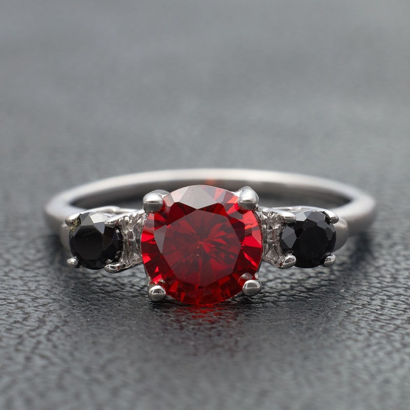 Black and Red Ring - Etsy