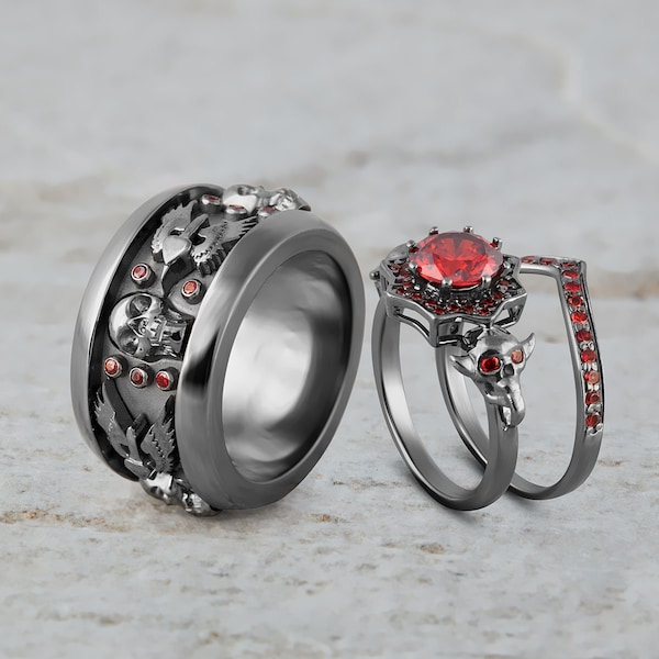 His and Hers Garnet Ring - Etsy