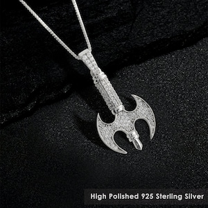 Iced Out Viking Axe Pendant Necklace Sterling Silver Hip Hop - Etsy