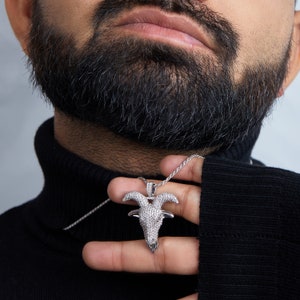 Iced Out Goat Pendant Necklace, Greatest of All Time GOAT, Capricorn ...