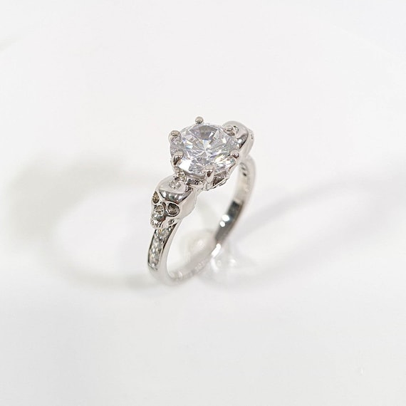 2.10TCW Diamond Skull Engagement Ring Gothic Vampire Skull - Etsy