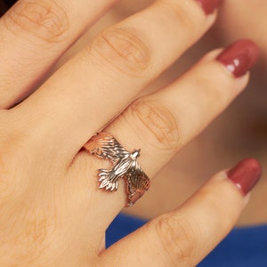 Raven Ring Sterling Silver Rose Gold Viking Raven Flying Bird Ring ...
