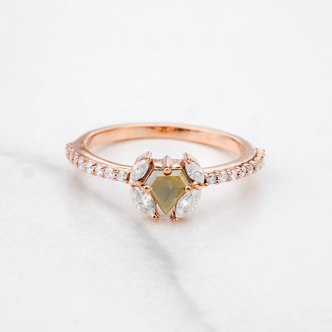 Rustic Engagement Ring, Pentagon Cut Fancy Colored Natural Rustic ...