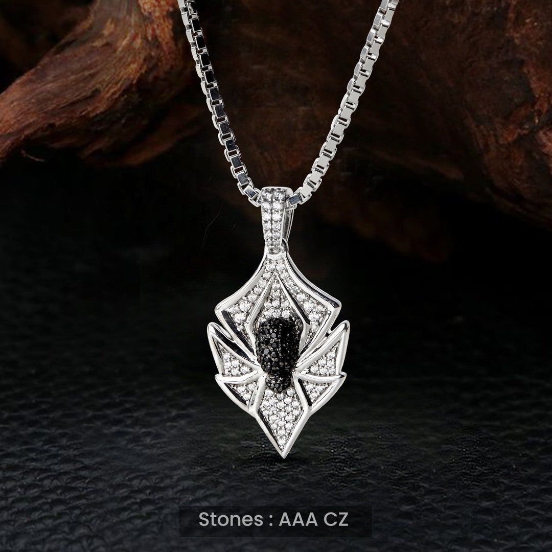 Spider Necklace - Iced Out Gothic Pendant Sterling Silver, Unisex ...