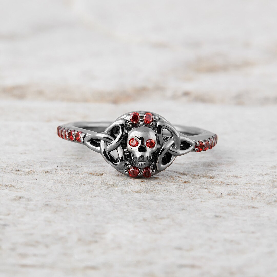 Celtic Trinity Skull Ring for Women, Sterling Silver Skull Engagement ...