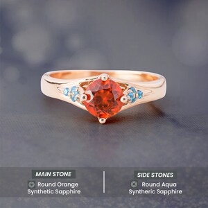 Orange Sapphire Engagement Ring Women 14k Rose Gold 925 Sterling Silver ...