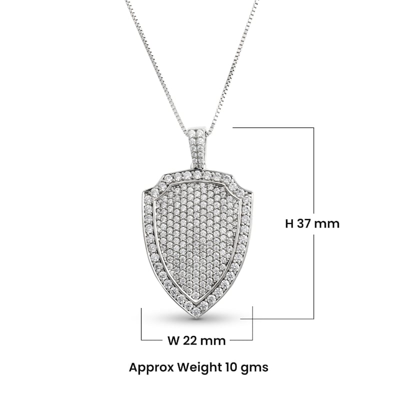 Warrior Shield Necklace - Moissanite Iced Out Viking Pendant, Sterling ...