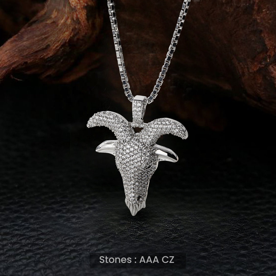 Iced Out Goat Pendant Necklace, Greatest of All Time GOAT, Capricorn ...