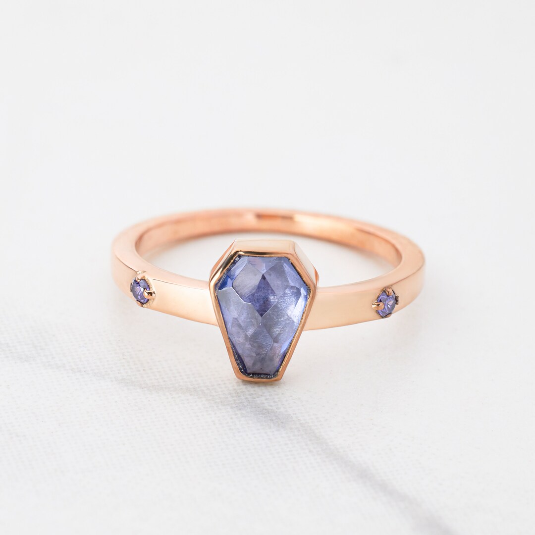 Rose Gold Coffin Ring, Till Death Do Us Part Coffin Shaped Engagement ...