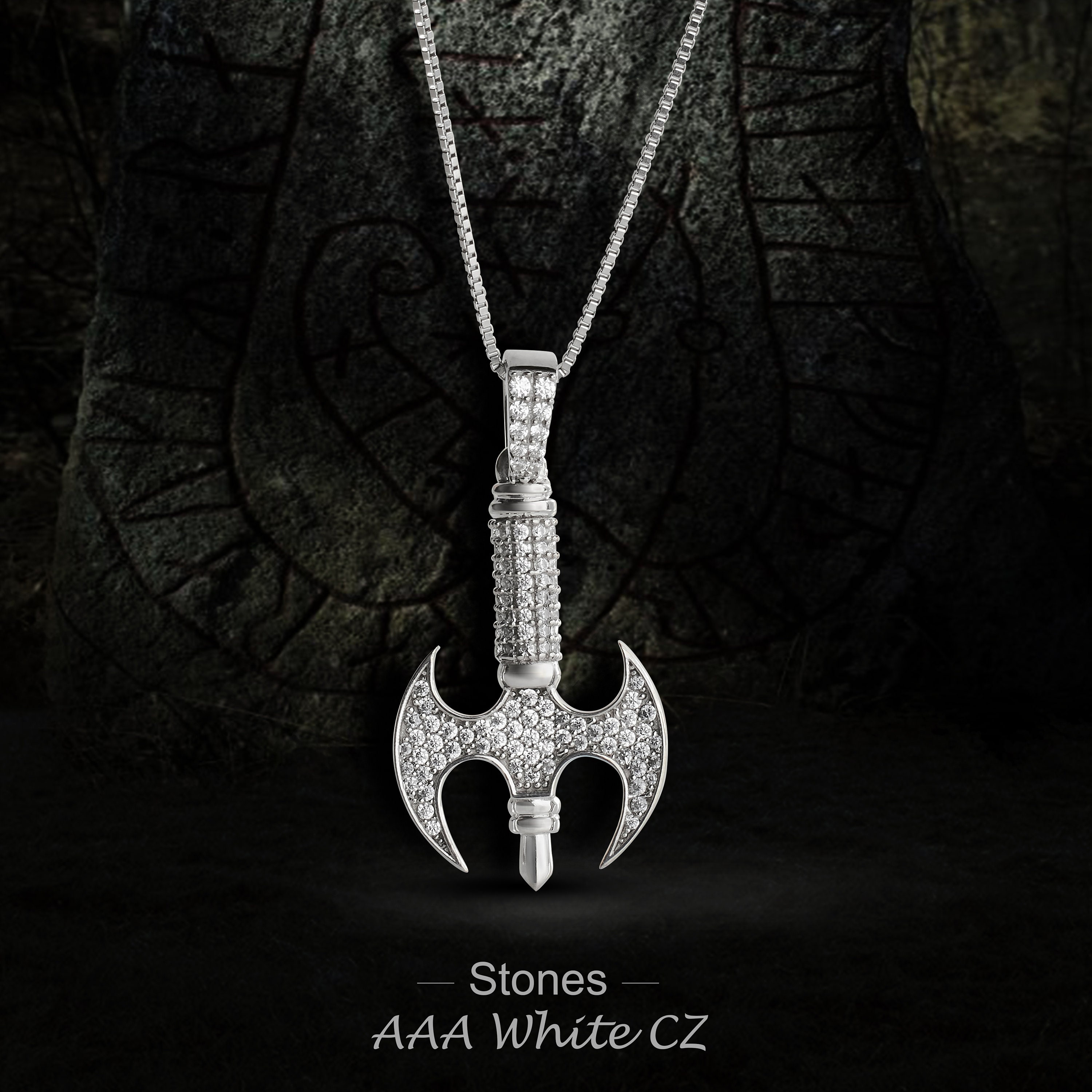 Iced Out Viking Axe Pendant Necklace Sterling Silver Hip Hop - Etsy