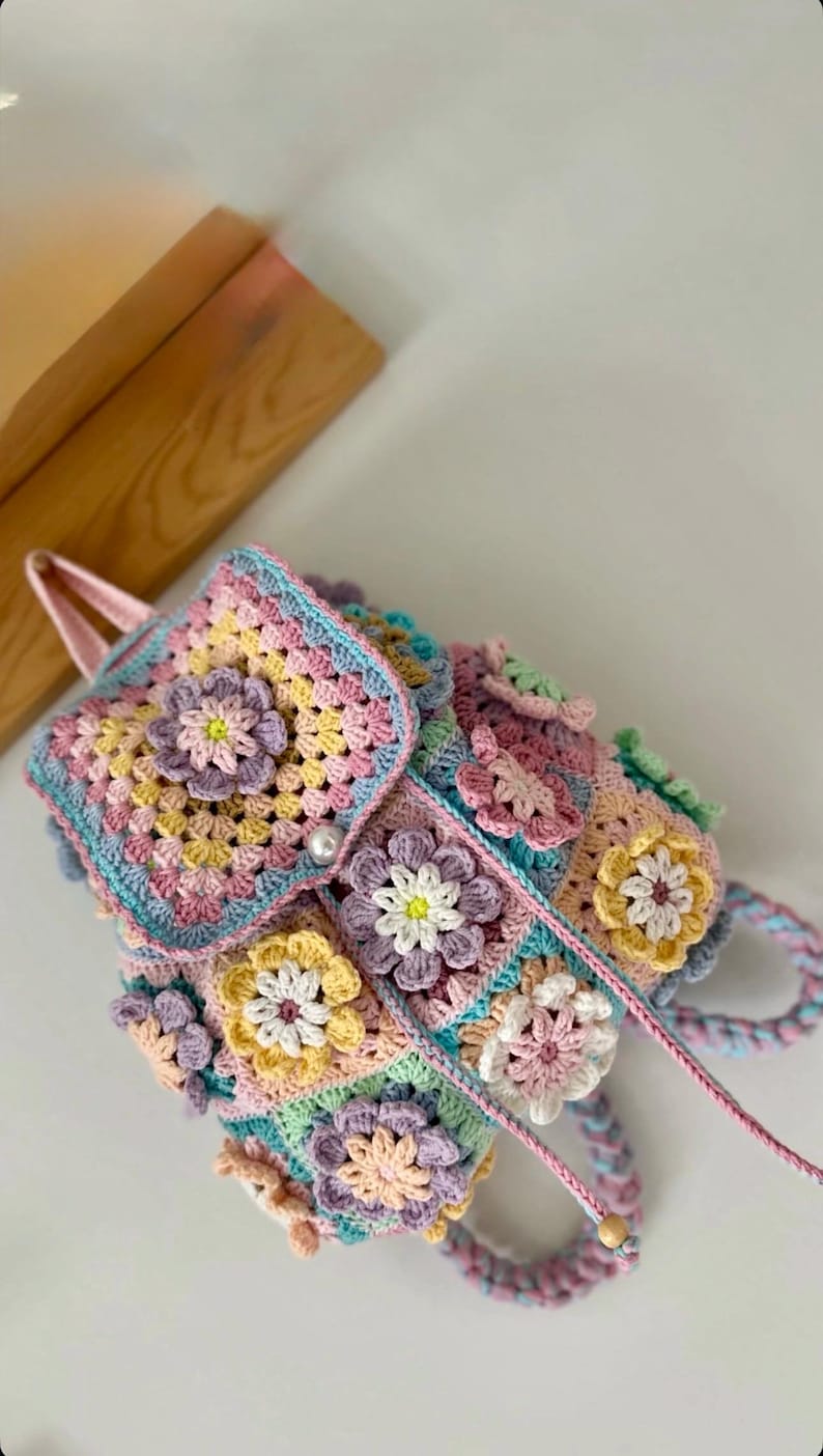 Crochet Granny Square Backpack : Handmade Personalized Colorful ...