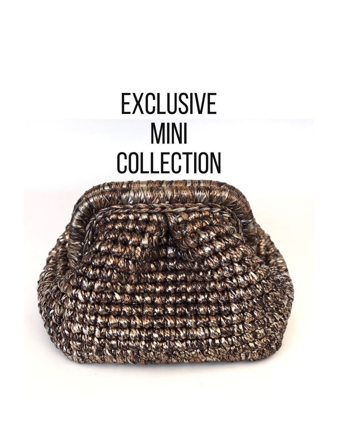 Metallic Mini Clutch Bag/crochet Handmade Evening Bag/knitted Pouch Bag ...