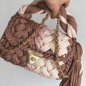 Hand Woven Crochet Colorful Bag / Handmade Personalized Shoulder Bag ...