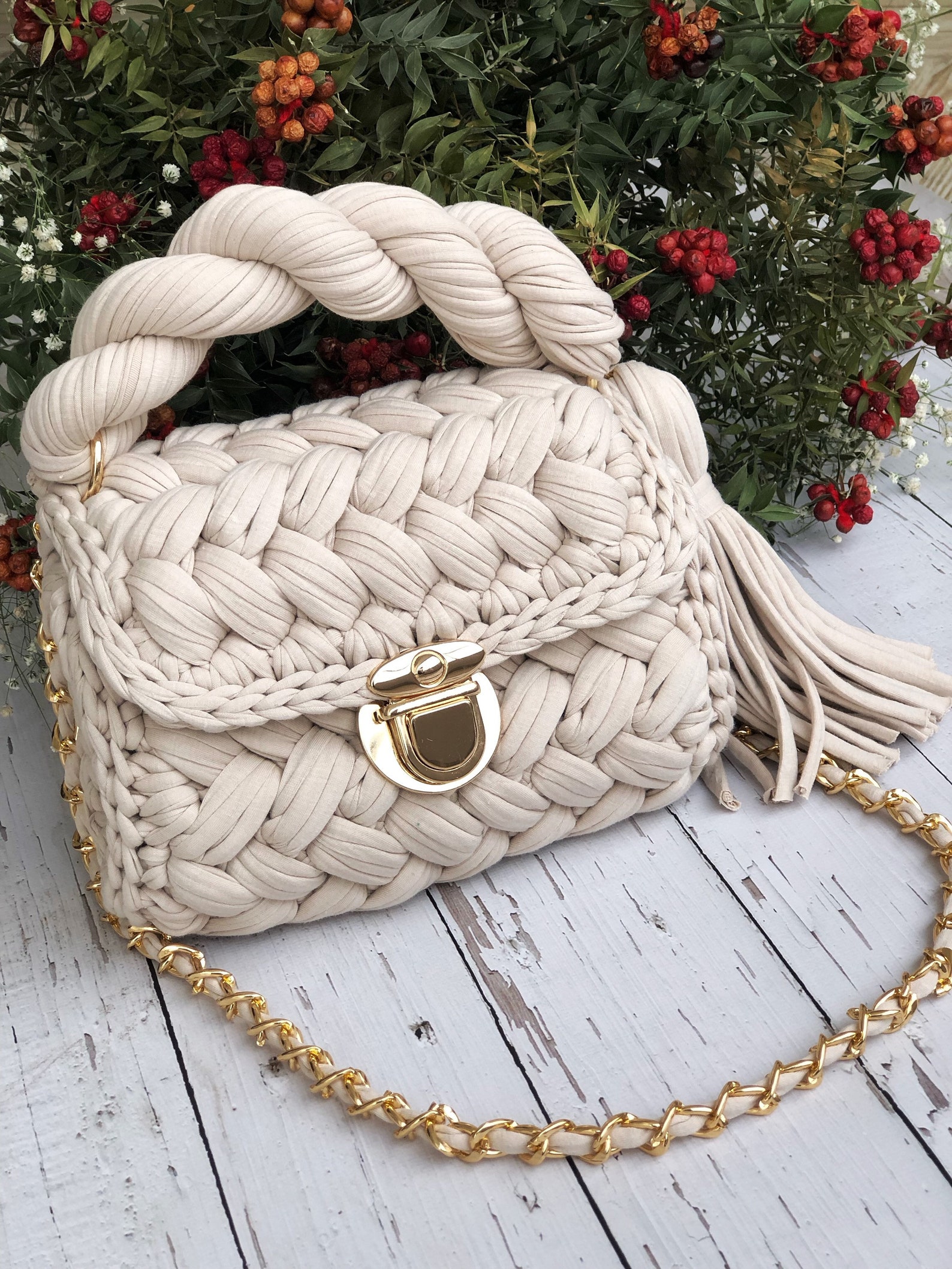 Handmade Beige Bag/crochet Luxury Bag/hand Knit Bag/capri - Etsy