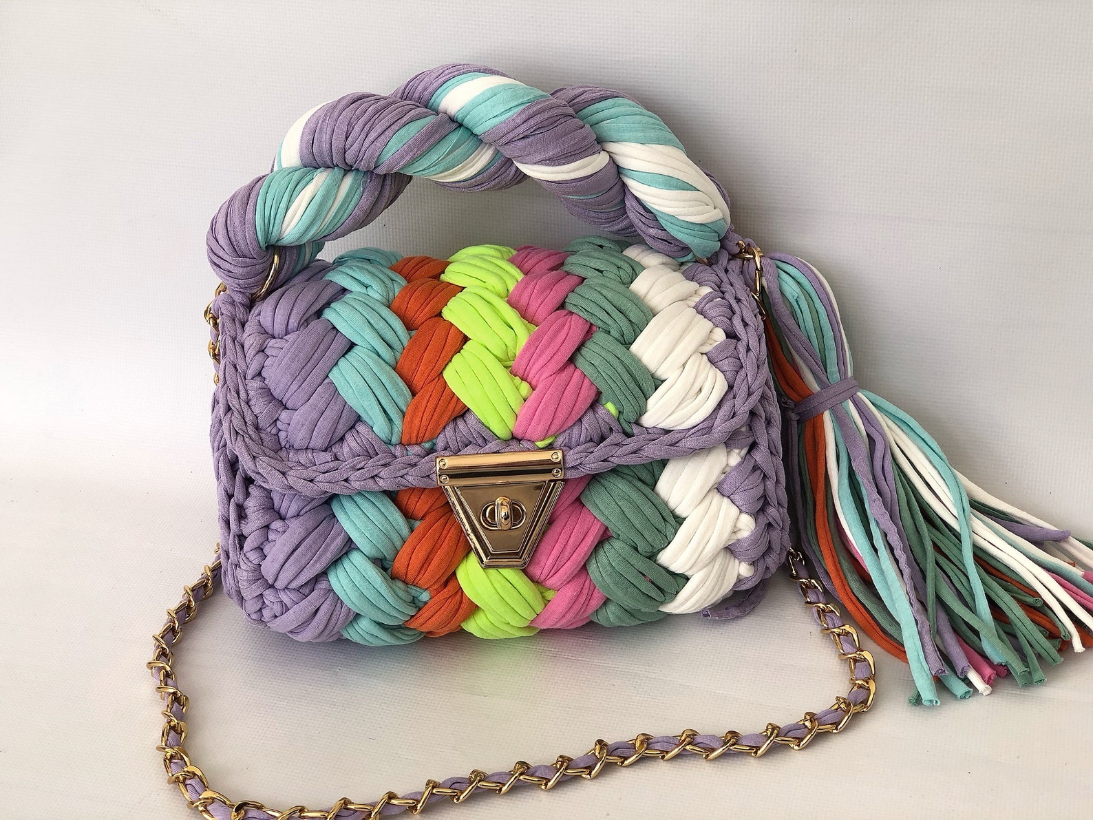 Multi Color Bag/ Handmade Crochet Bag / Capri Luxury Bag / - Etsy