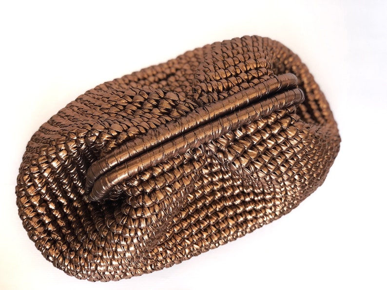 Evening Knitted Pouch Bag Crochet Metallic Raffia Clutch Bag - Etsy