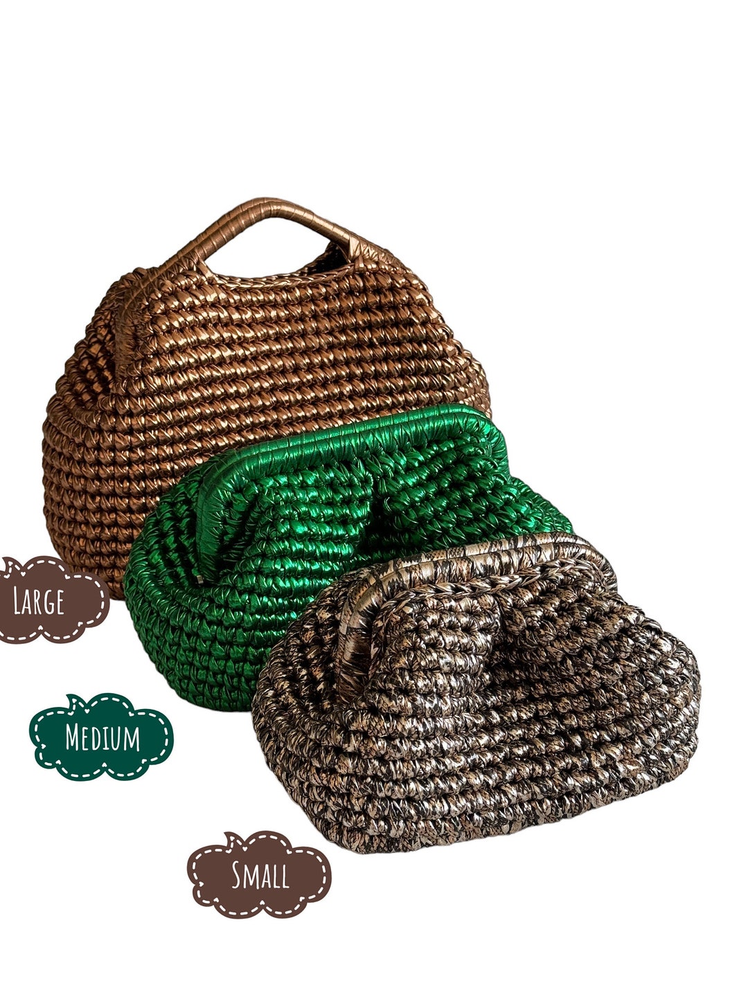 Crochet Metallic Raffia Wedding Clutch Bag,evening Party Handbag,luxury ...