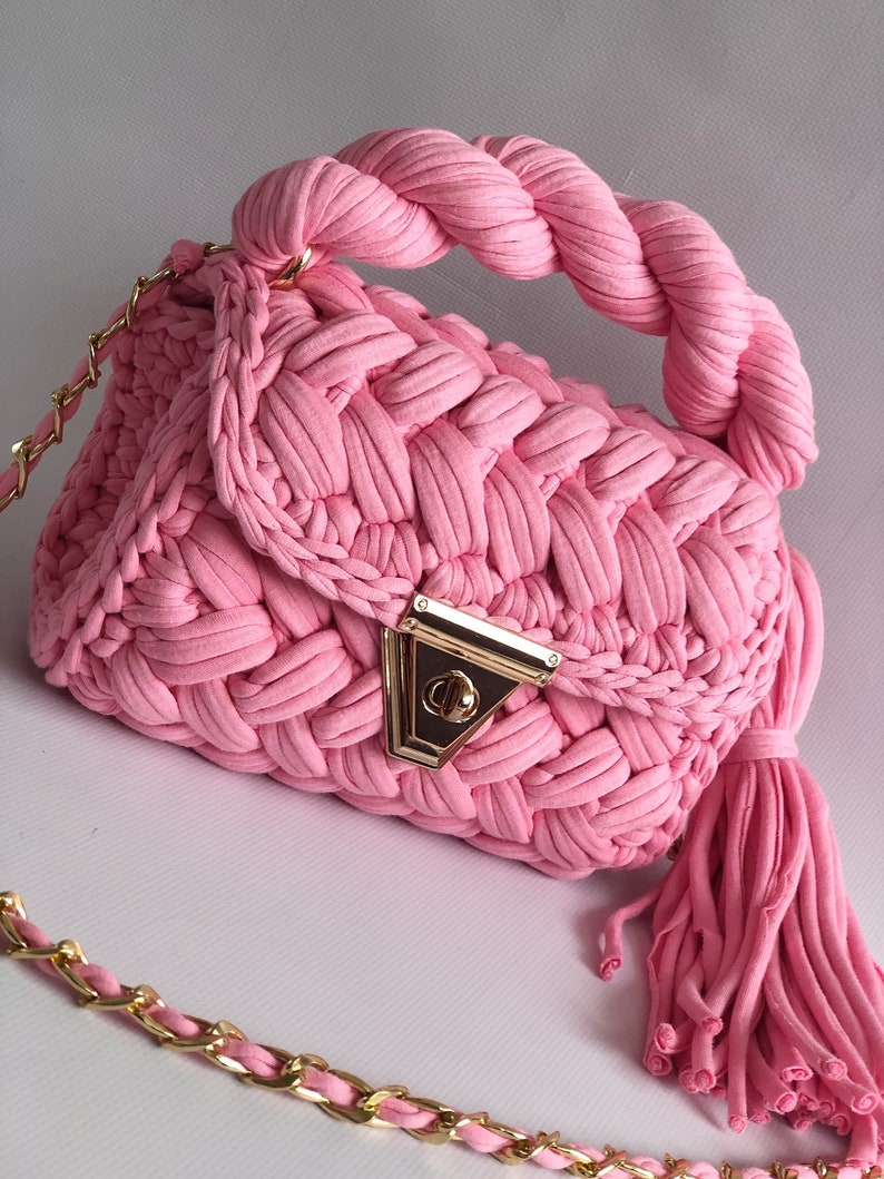 Handmade Crochet Pink Bag Capri Luxury Bag - Etsy
